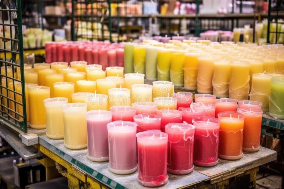 Complete Candles Awaiting Wick Trimming on the Processing Line Stock ...