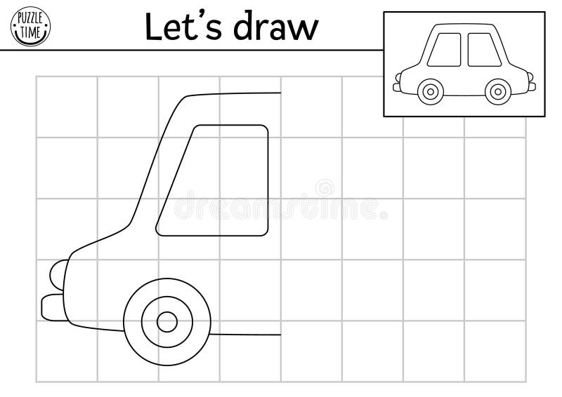Complete the Car Picture. Vector Transportation Symmetrical Drawing ...