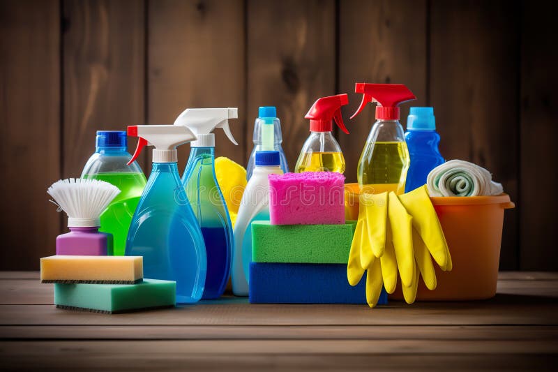 A Complete Collection of Cleaning Supplies. Stock Illustration ...