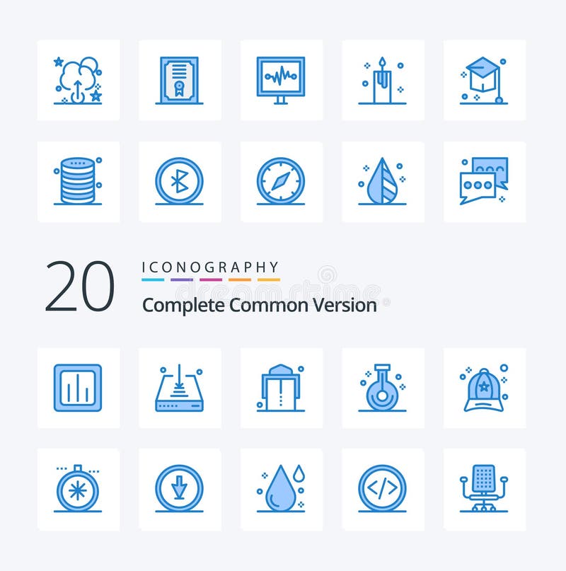 20 Complete Common Version Blue Color Icon Pack Like Accessories ...