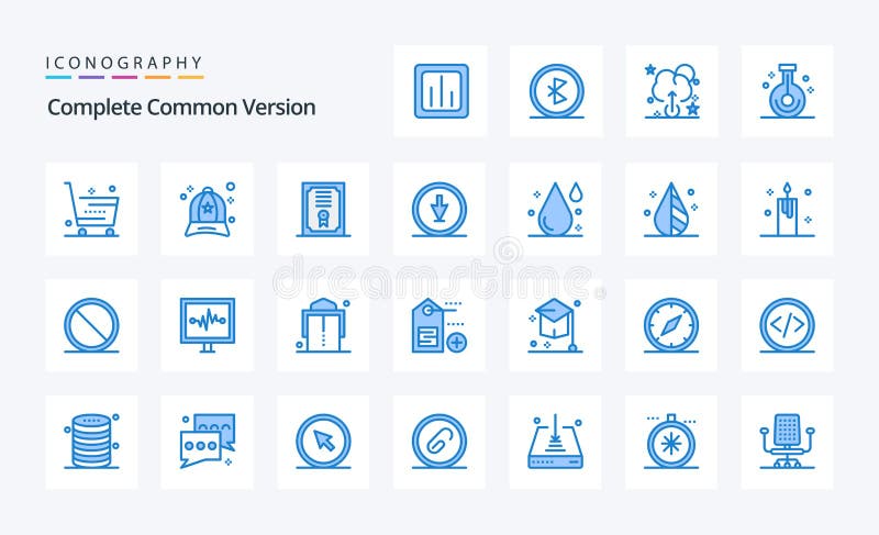 25 Complete Common Version Blue Icon Pack Stock Vector - Illustration ...