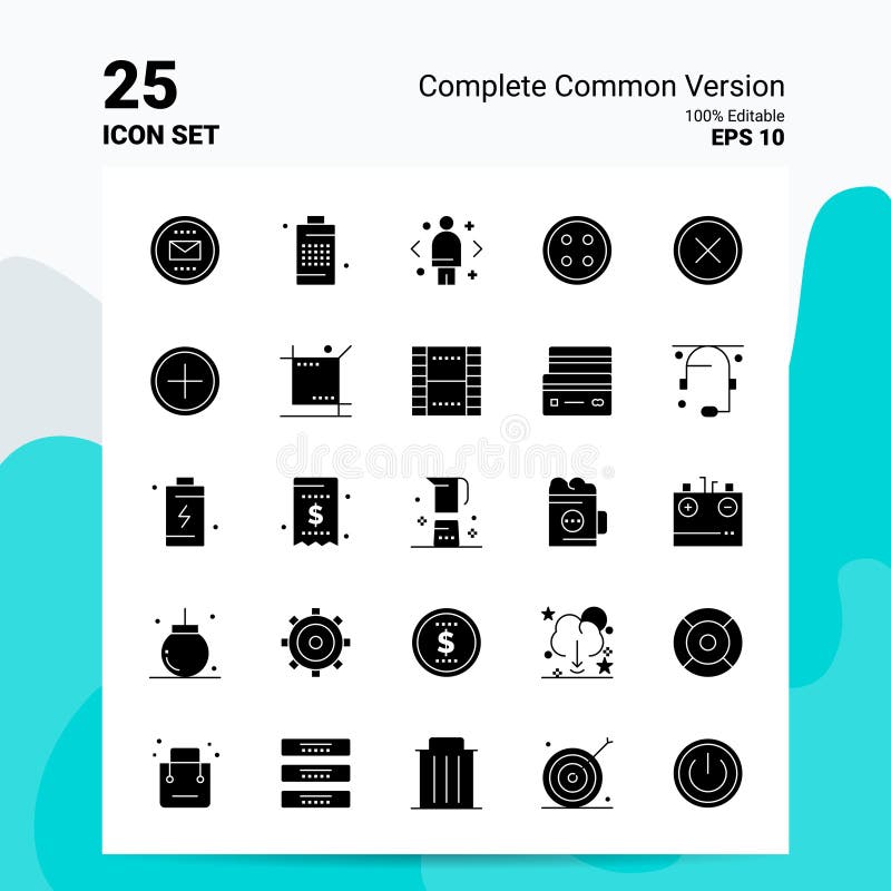25 Complete Common Version Icon Set. 100 Editable EPS 10 Files ...