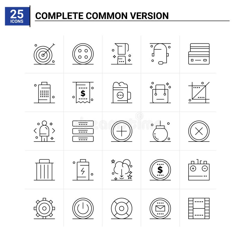 25 Complete Common Version Icon Set. Vector Background Stock Vector ...