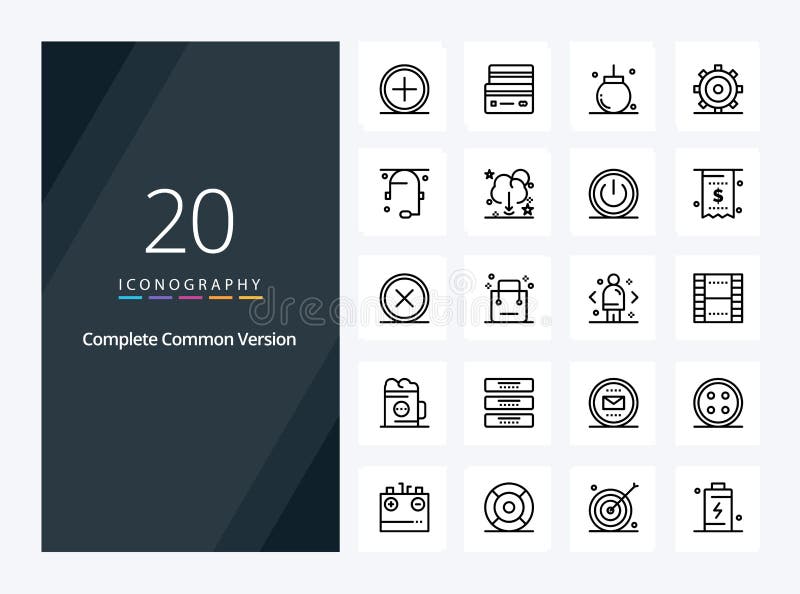20 Complete Common Version Outline Icon for Presentation Stock Vector ...
