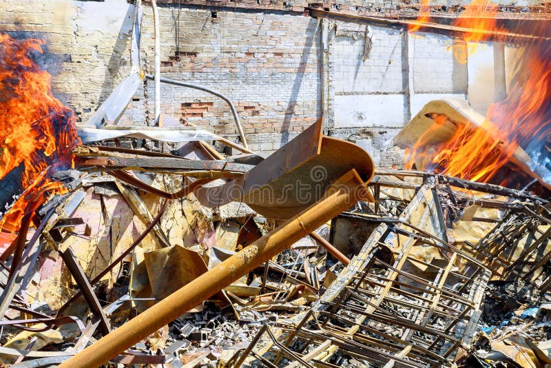 Complete Destruction after House Devoured by Fire Stock Image - Image ...