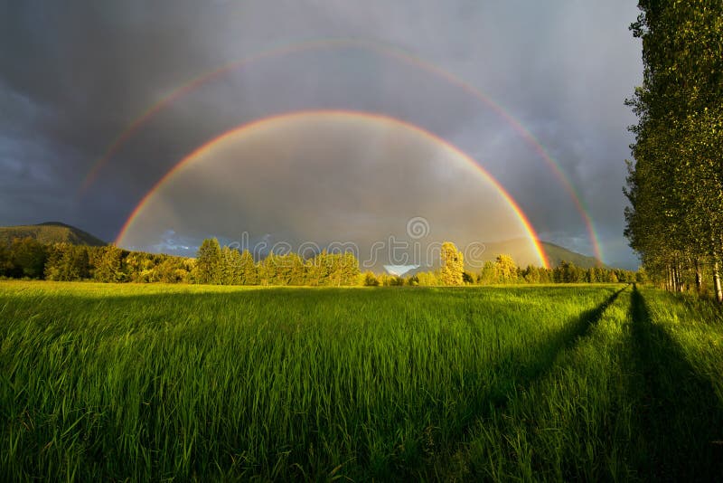 Complete Double Rainbow stock image. Image of environment - 21676405