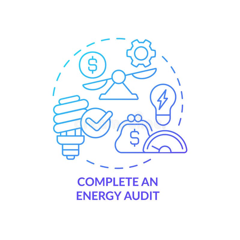 Complete Energy Audit Blue Gradient Concept Icon Stock Illustration