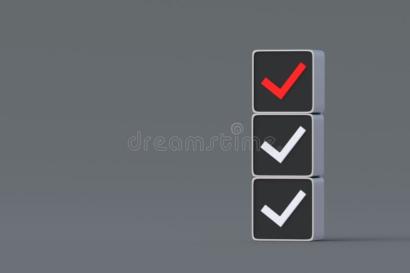 Complete Failure. Red Check Mark on Button. Incorrect Choice Concept ...