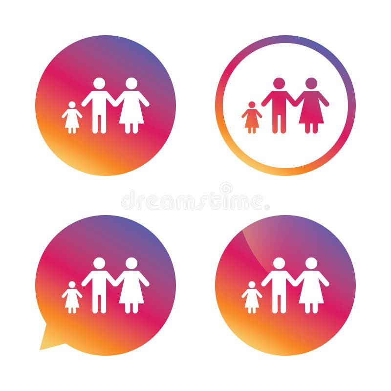 Complete Family with One Child Sign Icon. Stock Vector - Illustration ...