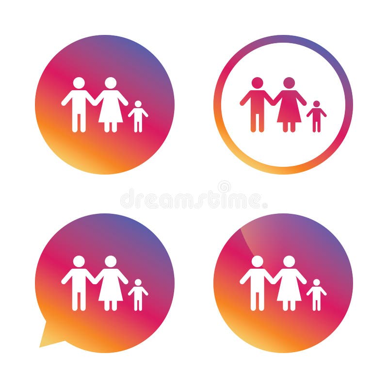 Complete Family with One Child Sign Icon. Stock Illustration ...