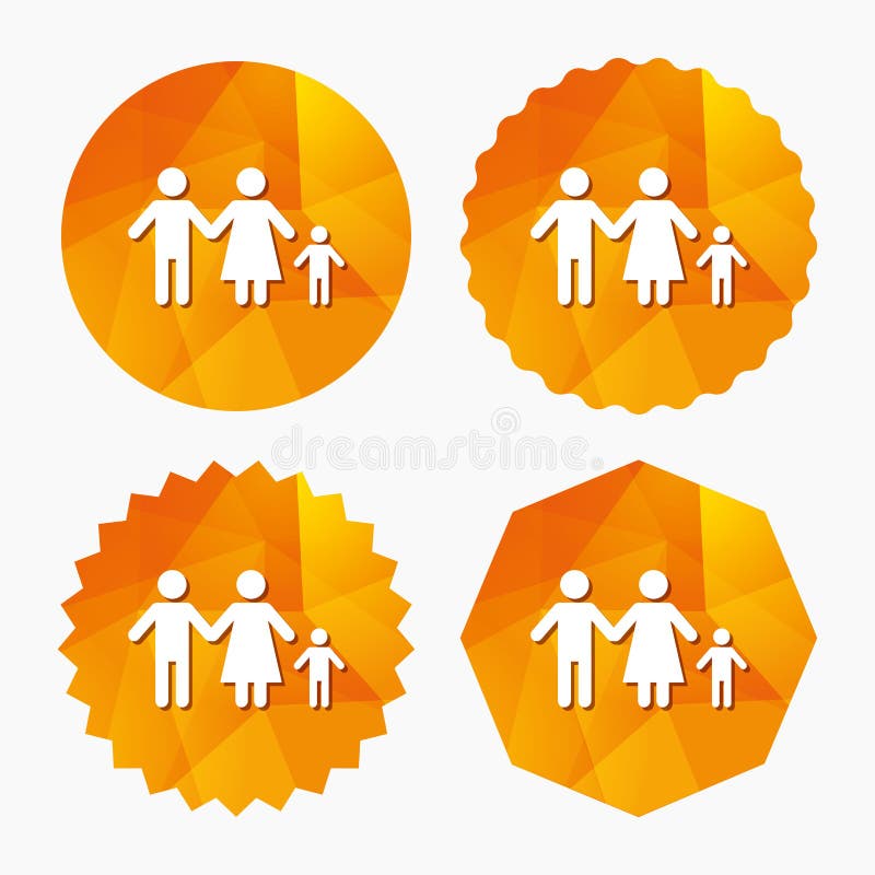 Complete Family with One Child Sign Icon. Stock Vector - Illustration ...
