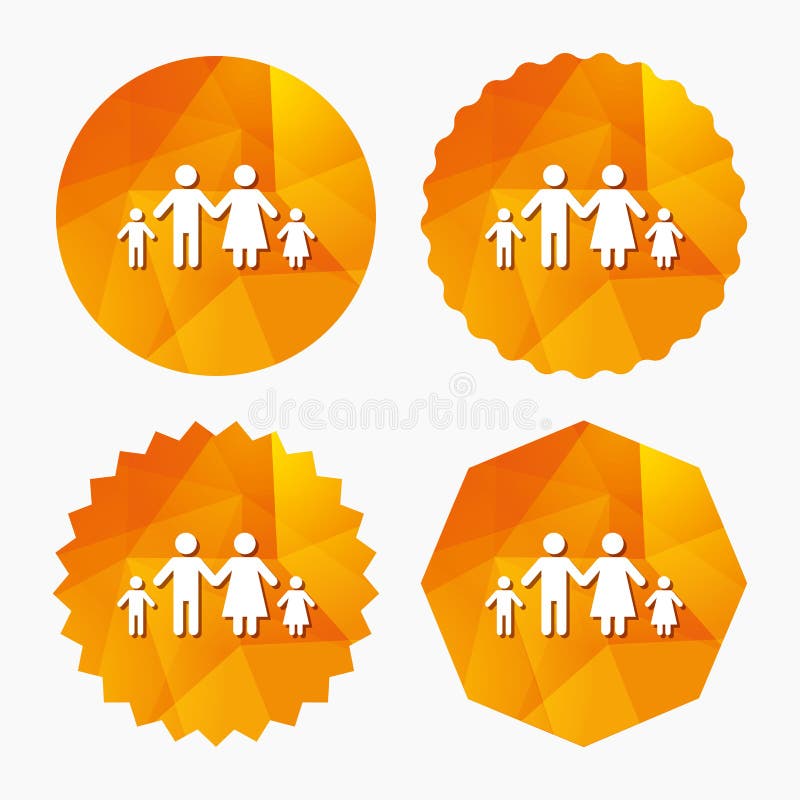 Complete Family with Two Children Sign Icon. Stock Vector ...