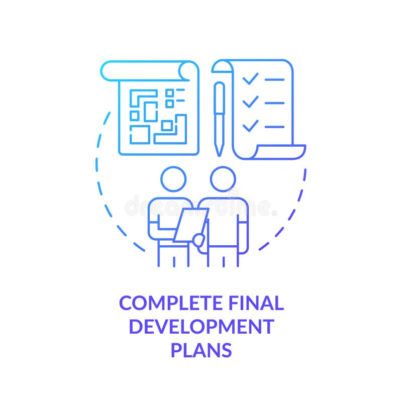 Complete Final Development Plans Blue Gradient Concept Icon Stock ...