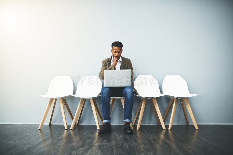 Complete Focus before the Final Interview. Studio Shot of a Young ...