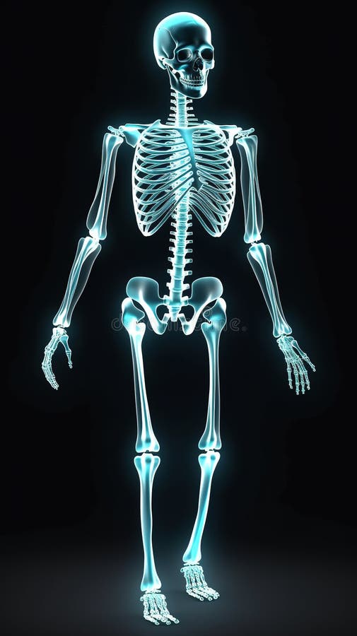 Complete Human Skeleton X-ray, Front View, Complete Black X-ray with ...
