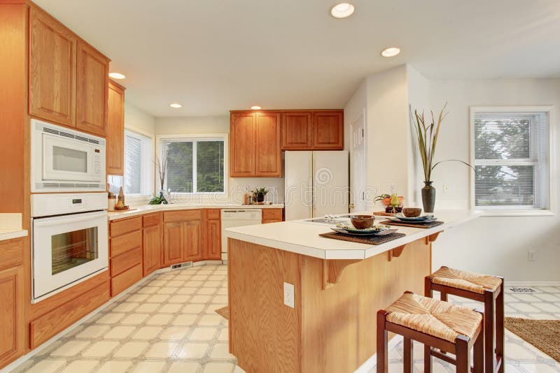 Complete Kitchen with Tile Floor. Stock Image - Image of room, estate ...