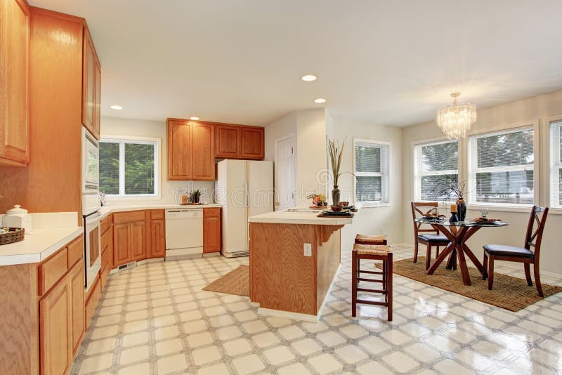 Complete Kitchen with Tile Floor. Stock Photo - Image of home, clean ...