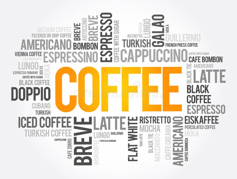 A Complete List of Every Type of Coffee that Exists Words Cloud Stock ...