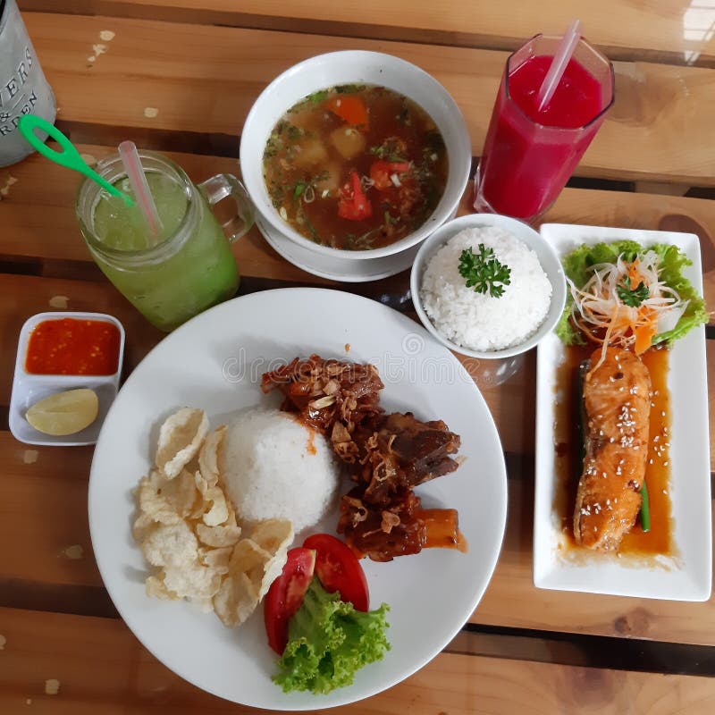 Complete Lunch on a Tray in the Dining Room. First, Second and Salad ...