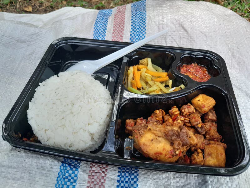 Complete Lunch Menu with Rice and Side Dishes, Which are Ready To Be ...