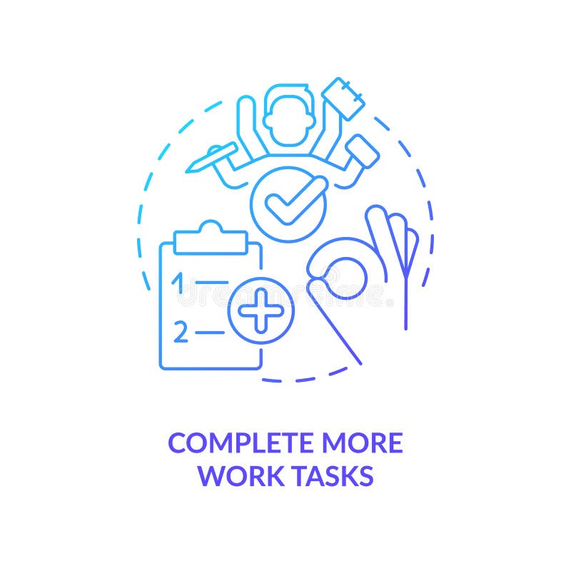 Complete More Work Tasks Blue Gradient Concept Icon Stock Vector ...