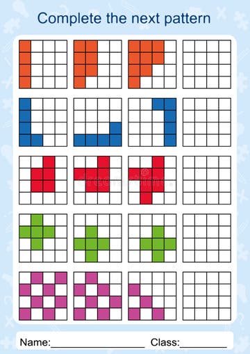 Complete the Next Pattern, Worksheet for Children Stock Illustration ...