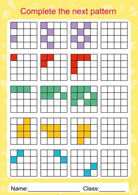 Complete the Next Pattern, Worksheet for Children Stock Illustration ...
