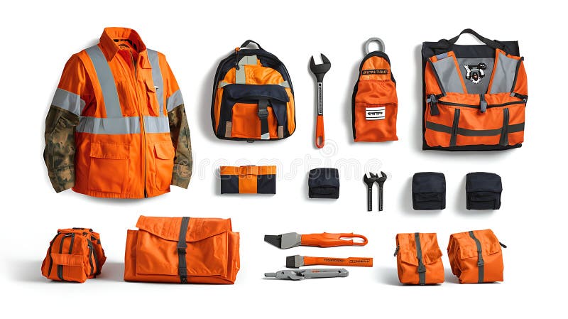 Complete Occupational Safety Set with Tools and Accessories in Orange ...