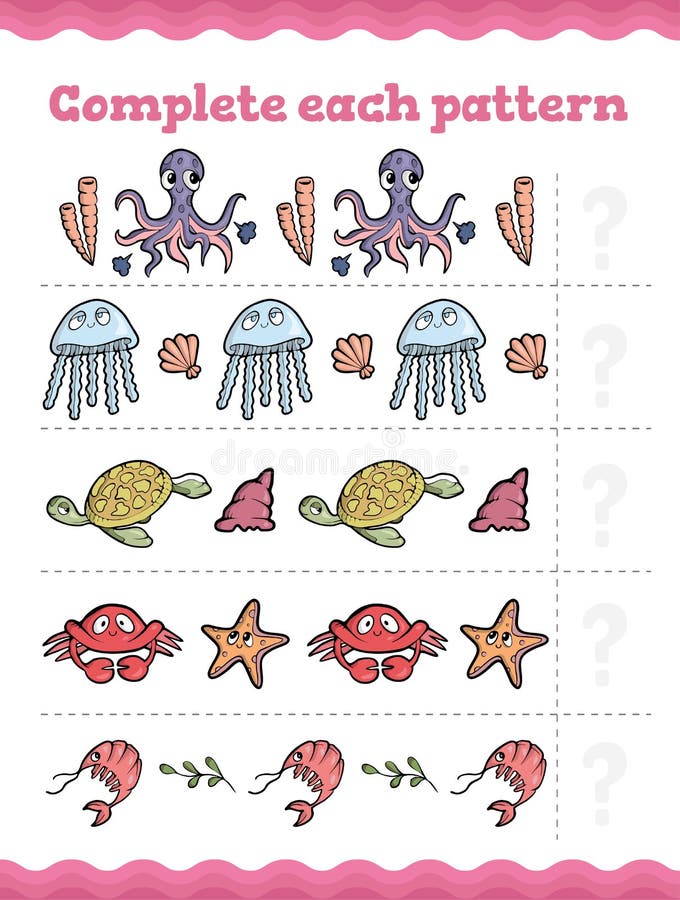 Complete the Pattern Educational Game for Children. Stock Vector ...