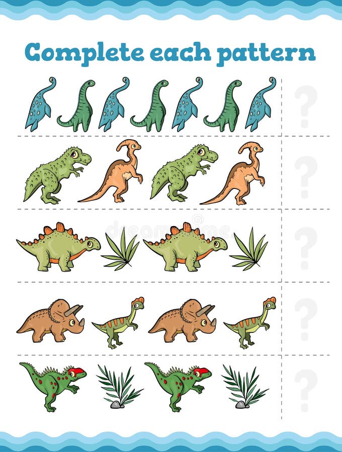 Complete the Pattern Educational Game for Children. Cartoon Vector ...