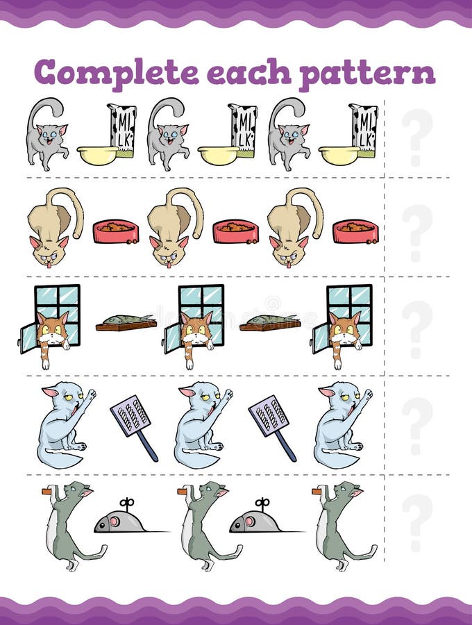 Complete the Pattern Educational Game for Children. Stock Vector ...