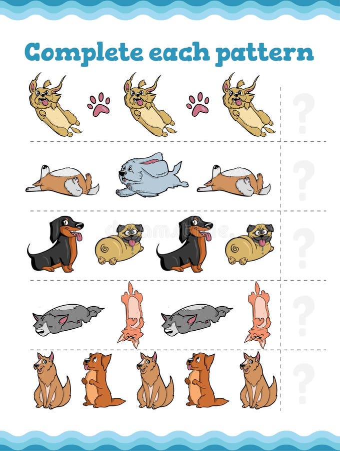 Complete the Pattern Educational Game for Children. Stock Vector ...