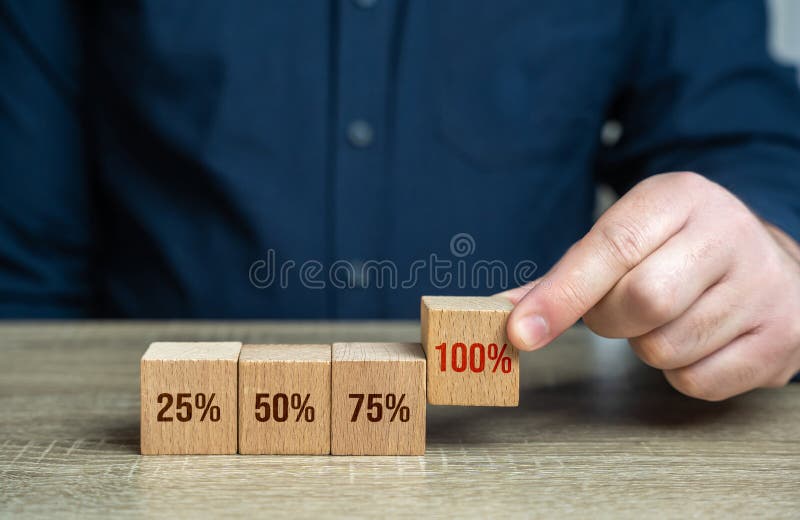 Complete 100 Percent Progress. Stock Image - Image of performance ...