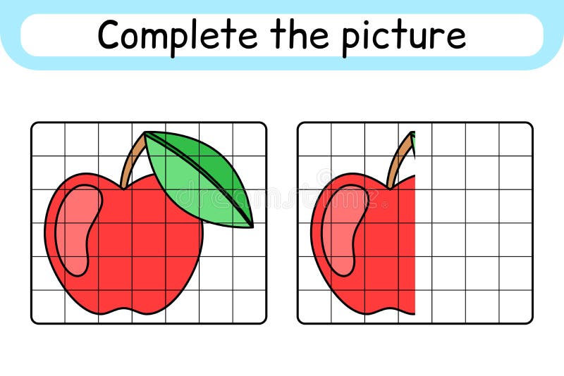 Complete the Picture Apple. Copy the Picture and Color. Finish the ...