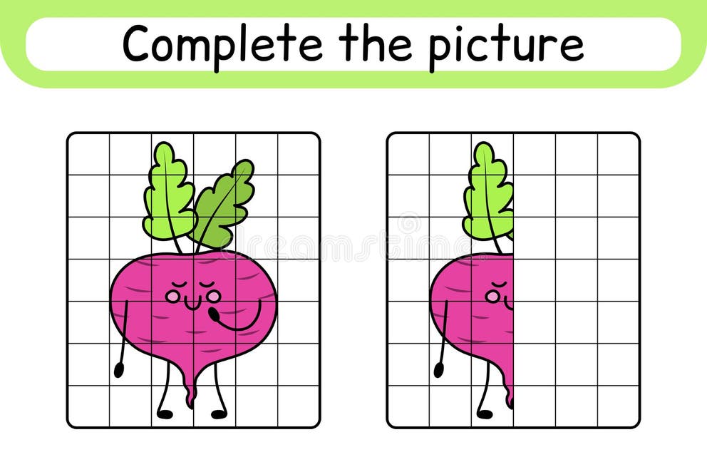 Complete the Picture Beetroot. Copy the Picture and Color. Finish the ...