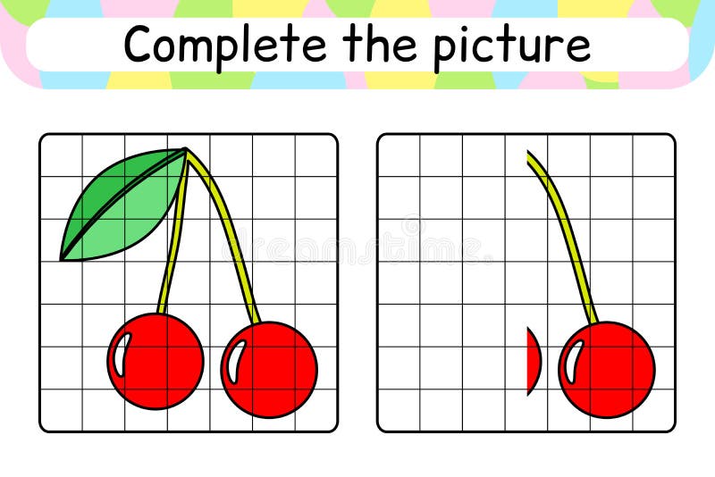 Complete the Picture Cherry. Copy the Picture and Color. Finish the ...