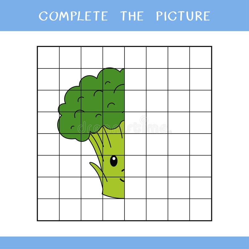 Complete the Picture of Cute Broccoli Stock Vector - Illustration of ...