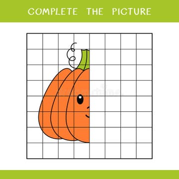 Complete the Picture of Cute Pumpkin Stock Vector - Illustration of ...