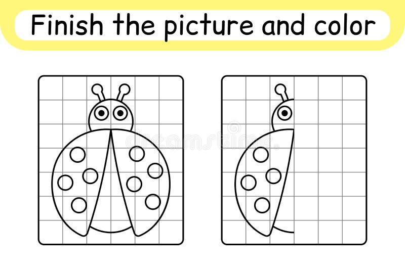 Complete the Picture Ladybug. Copy the Picture and Color. Finish the ...