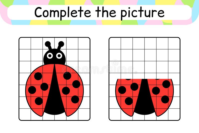 Complete the Picture Ladybug. Copy the Picture and Color. Finish the ...
