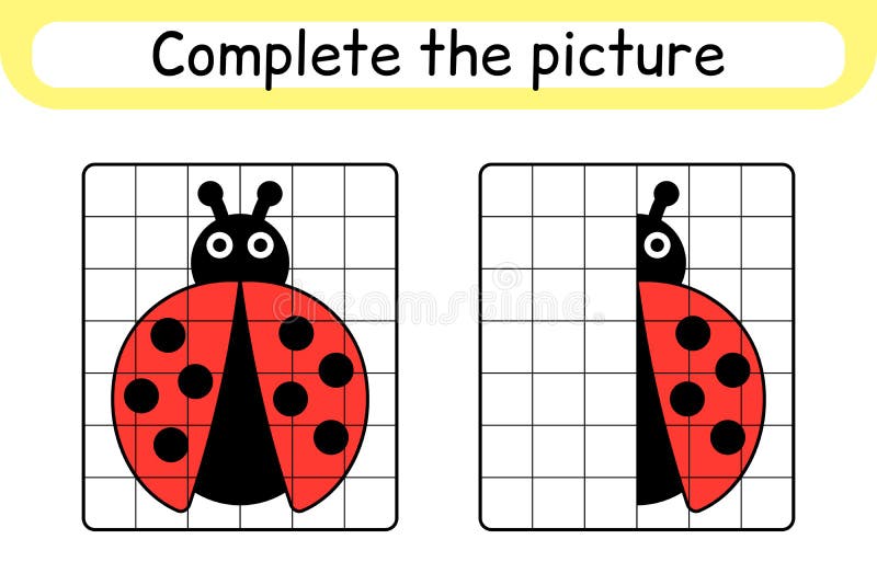 Complete the Picture Ladybug. Copy the Picture and Color. Finish the ...