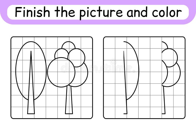Complete the Picture Tree. Copy the Picture and Color. Finish the Image ...
