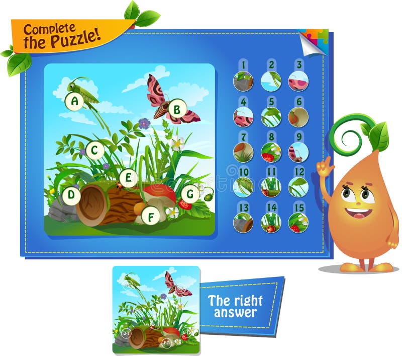Complete the Puzzle Insects 2 Stock Illustration - Illustration of ...