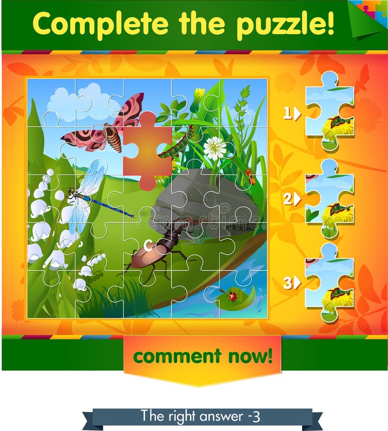 Complete the Puzzle Insects 4 Stock Illustration - Illustration of ...