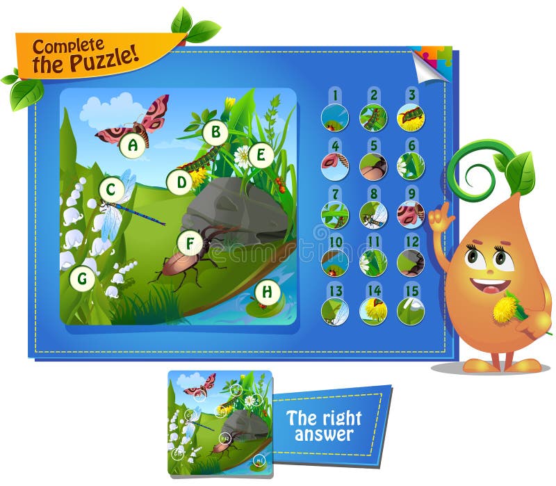 Complete the Puzzle Insects 5 Stock Illustration - Illustration of ...