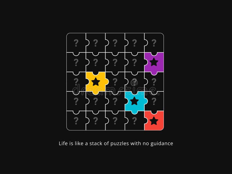 The Complete Puzzle with Mysterious Part. Vector Illustration Stock ...