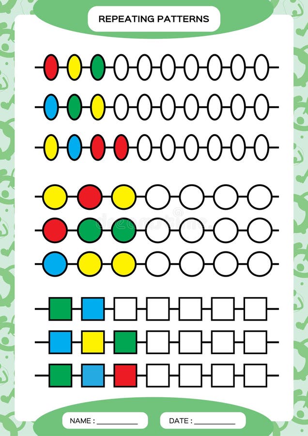 Complete Repeating Patterns. Worksheet for Preschool Kids. Practicing ...