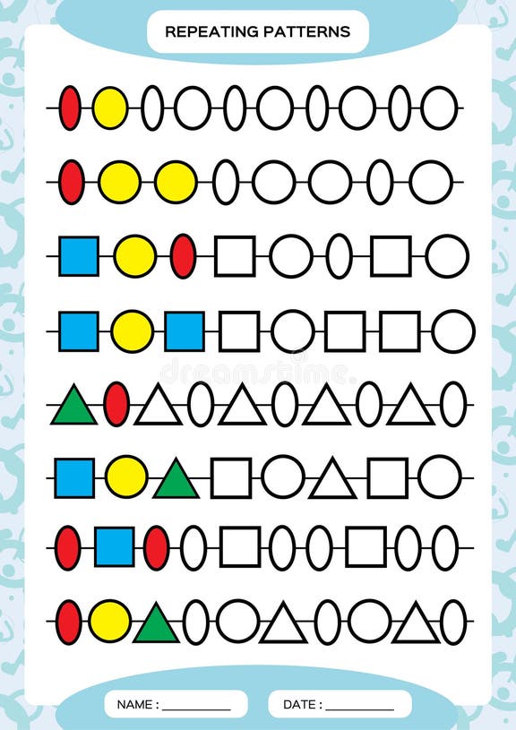 Complete Repeating Patterns. Worksheet for Preschool Kids. Practicing ...