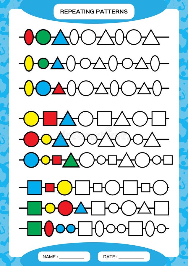 Complete Repeating Patterns. Worksheet for Preschool Kids. Practicing ...