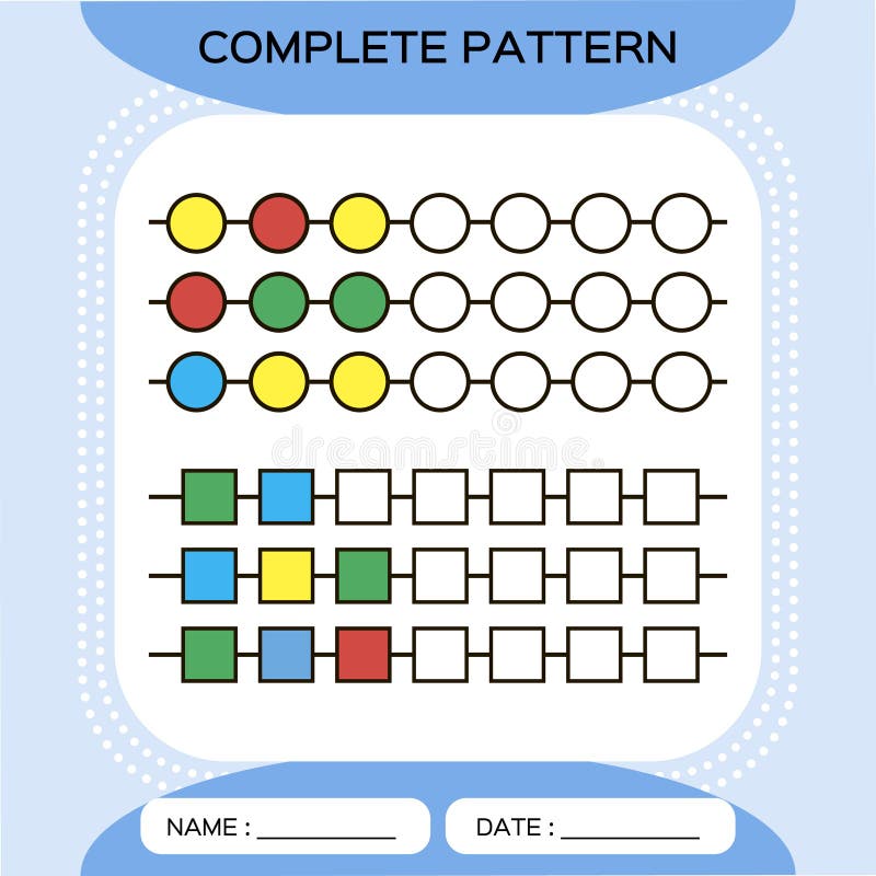 Complete Repeating Patterns. Worksheet for Preschool Kids. Practicing ...